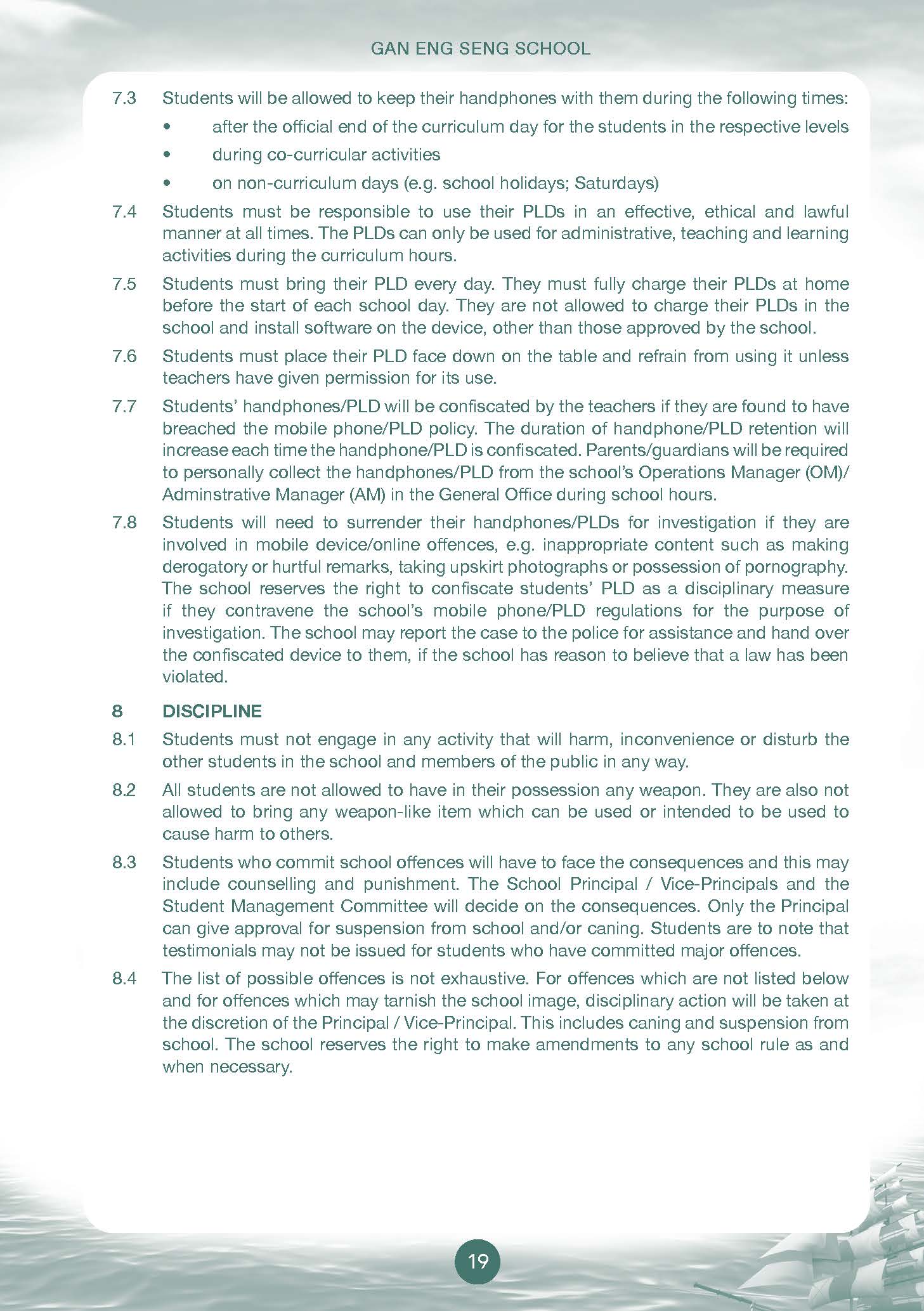 School Rules and Regulations