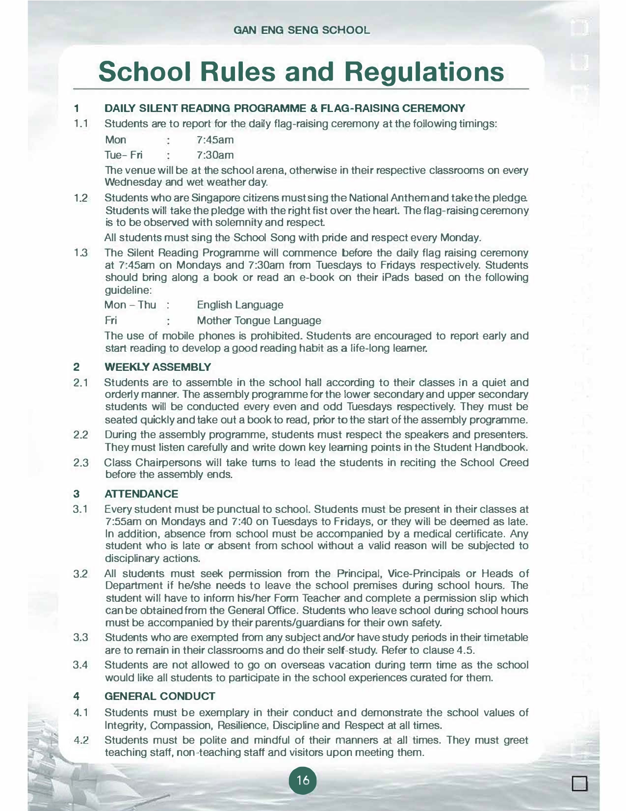 School Rules and Regulations